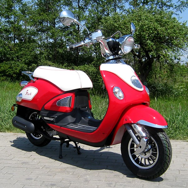 Motorroller 50ccm Retro Roller mit 45 km/h - FLASH - ROT Motorroller & Mofa