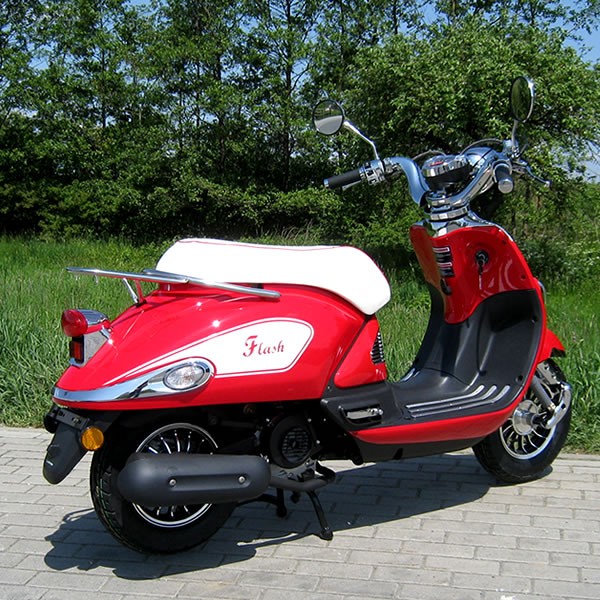 Motorroller 50ccm Retro Roller mit 45 km/h - FLASH - ROT Motorroller & Mofa