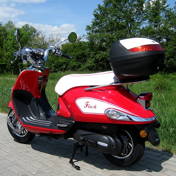 Motorroller 50ccm Retro Roller mit 45 km/h - FLASH - ROT Motorroller & Mofa